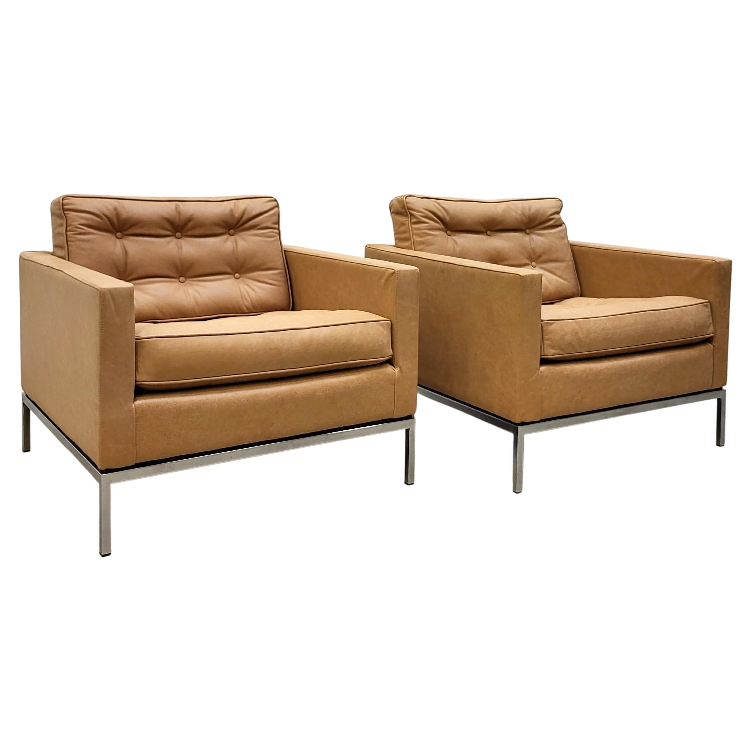 2x Florence Knoll Club Lounge Chair Natural Cognac 1960s For Sale at ...