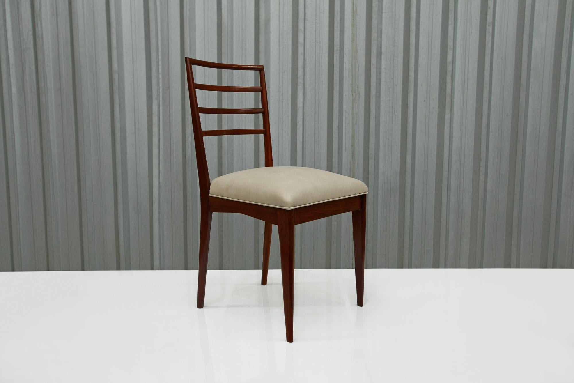 Brazilian Modern Chairs in Hardwood and Leather by Rino Levi, Brazil ...