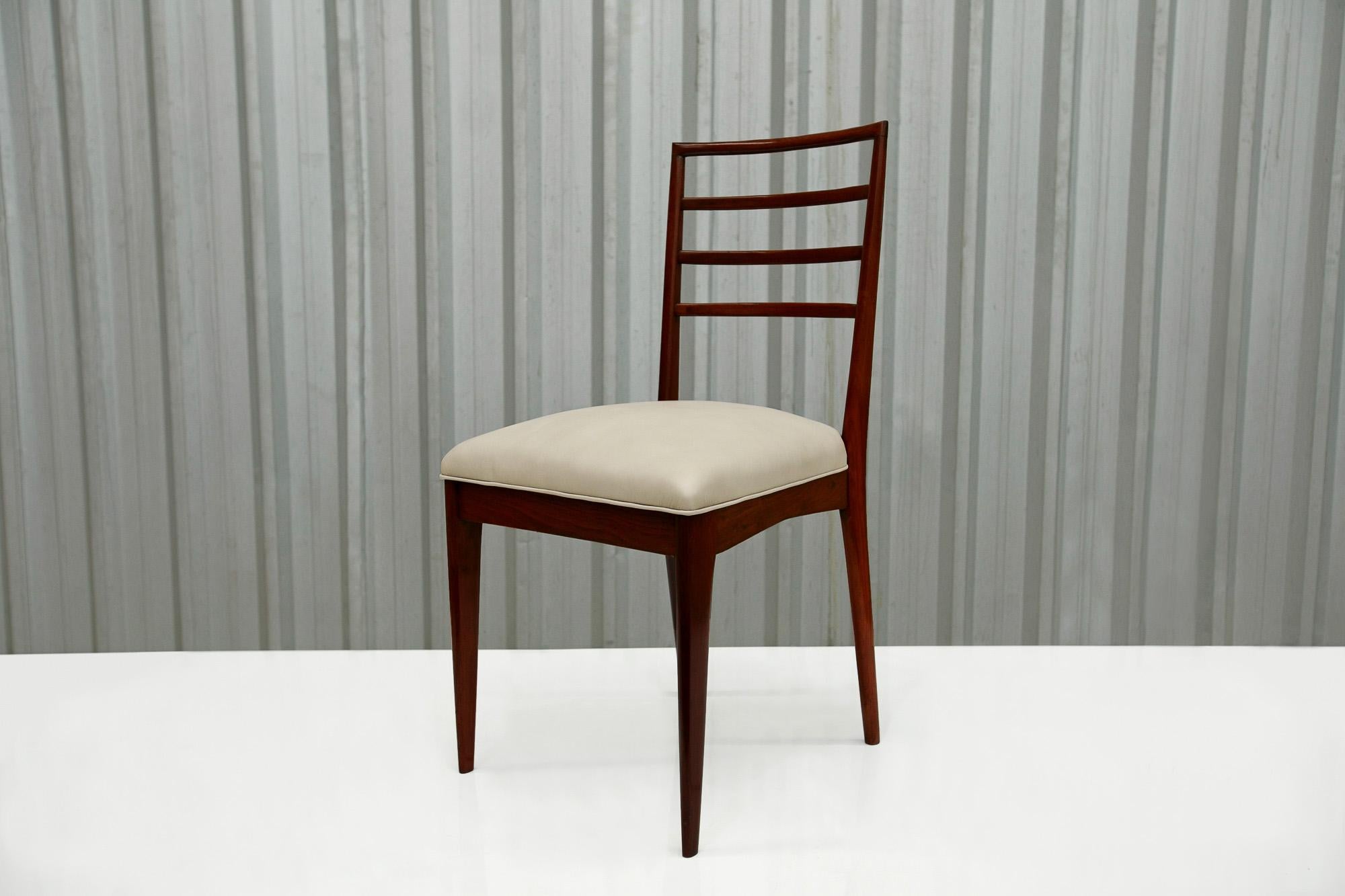 Brazilian Modern Chairs in Hardwood and Leather by Rino Levi, Brazil ...
