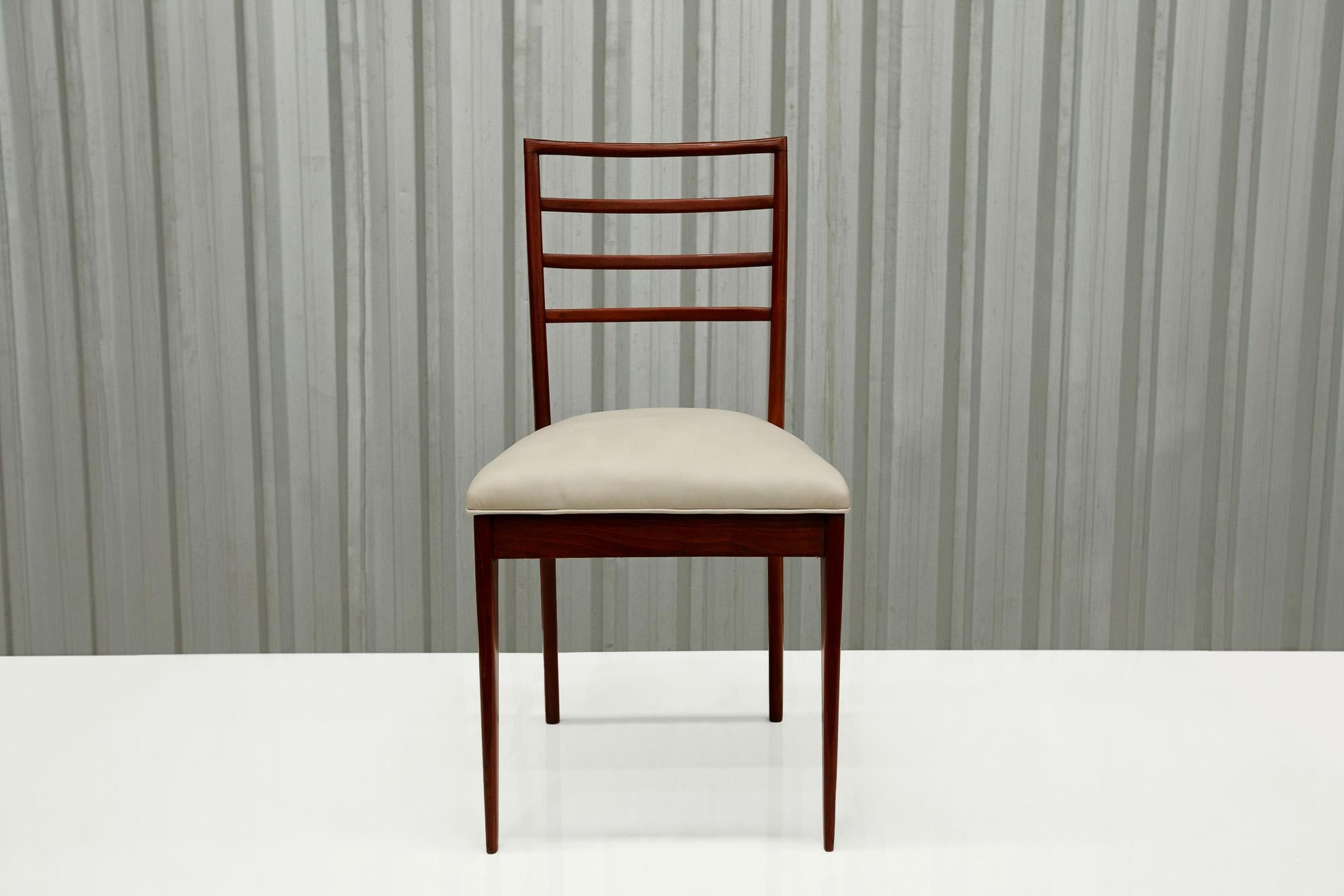 Brazilian Modern Chairs in Hardwood and Leather by Rino Levi, Brazil ...