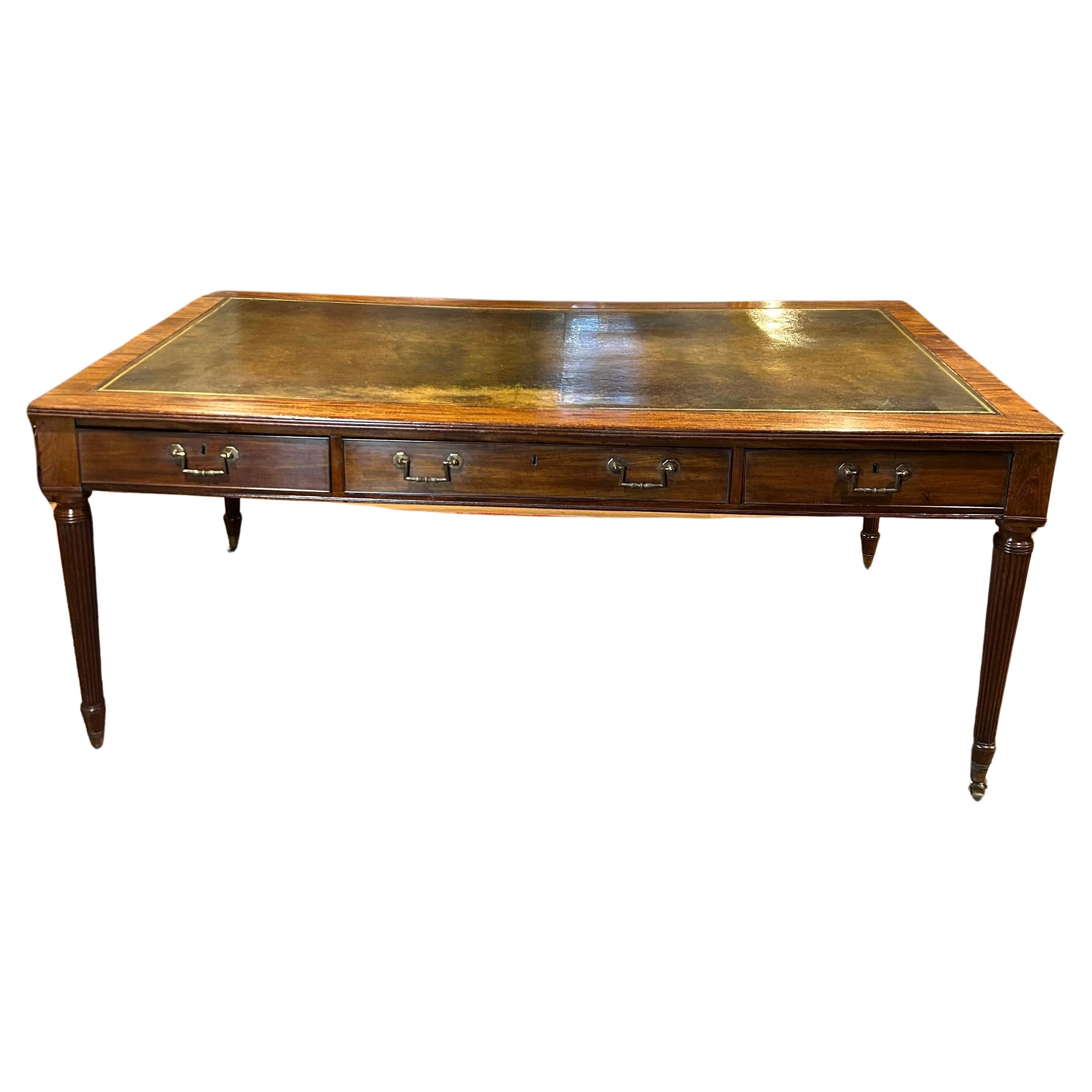 Antique Library Table, English George 3rd Mahogany Partners Library ...