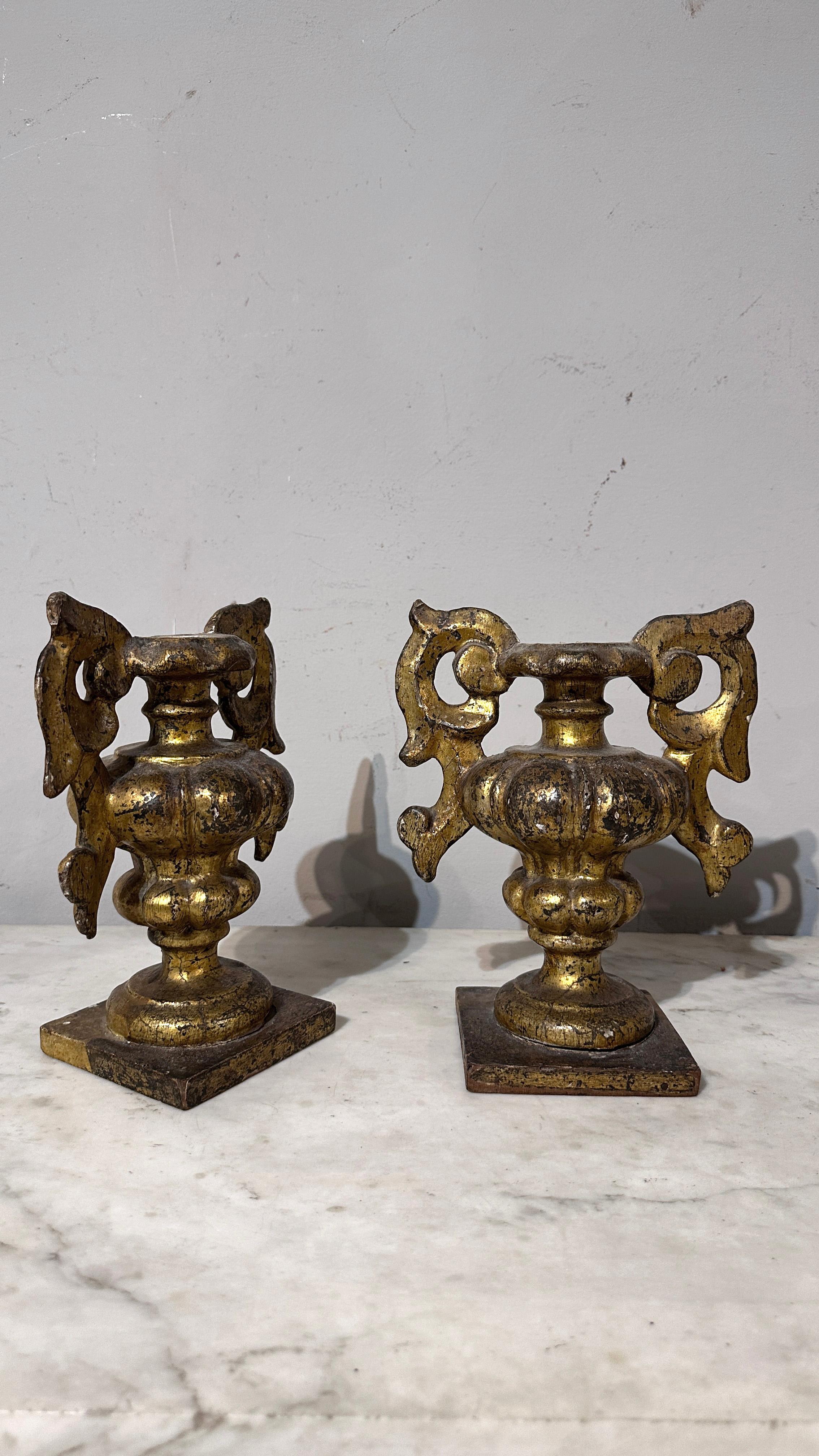 17th CENTURY PAIR OF PALM VASES MECCA-GILDED LOUIS XIV For Sale at 1stDibs