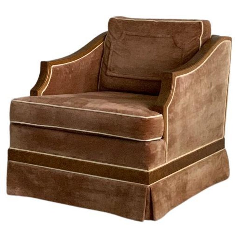 Ochre Armchair Waterfall Skirted at 1stDibs