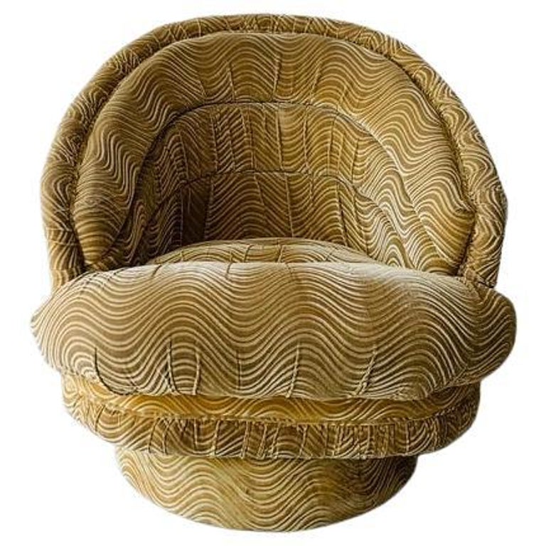 Rare Wave-Pattern Upholstery, Swivel Lounge Chair, Manner of Milo ...