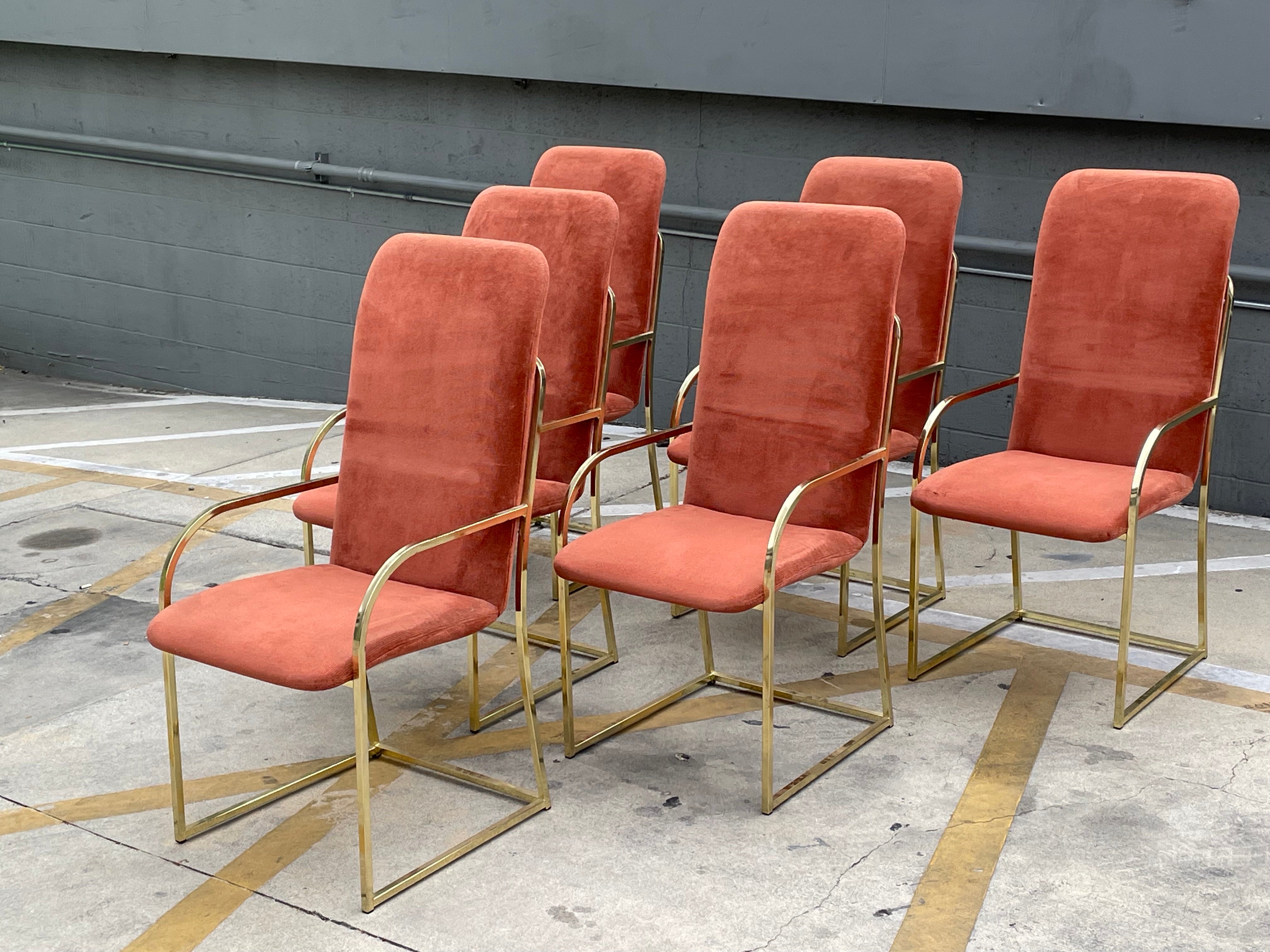 Milo Baughman Set of Six Brass Dining Chairs DIA Design Institute of ...