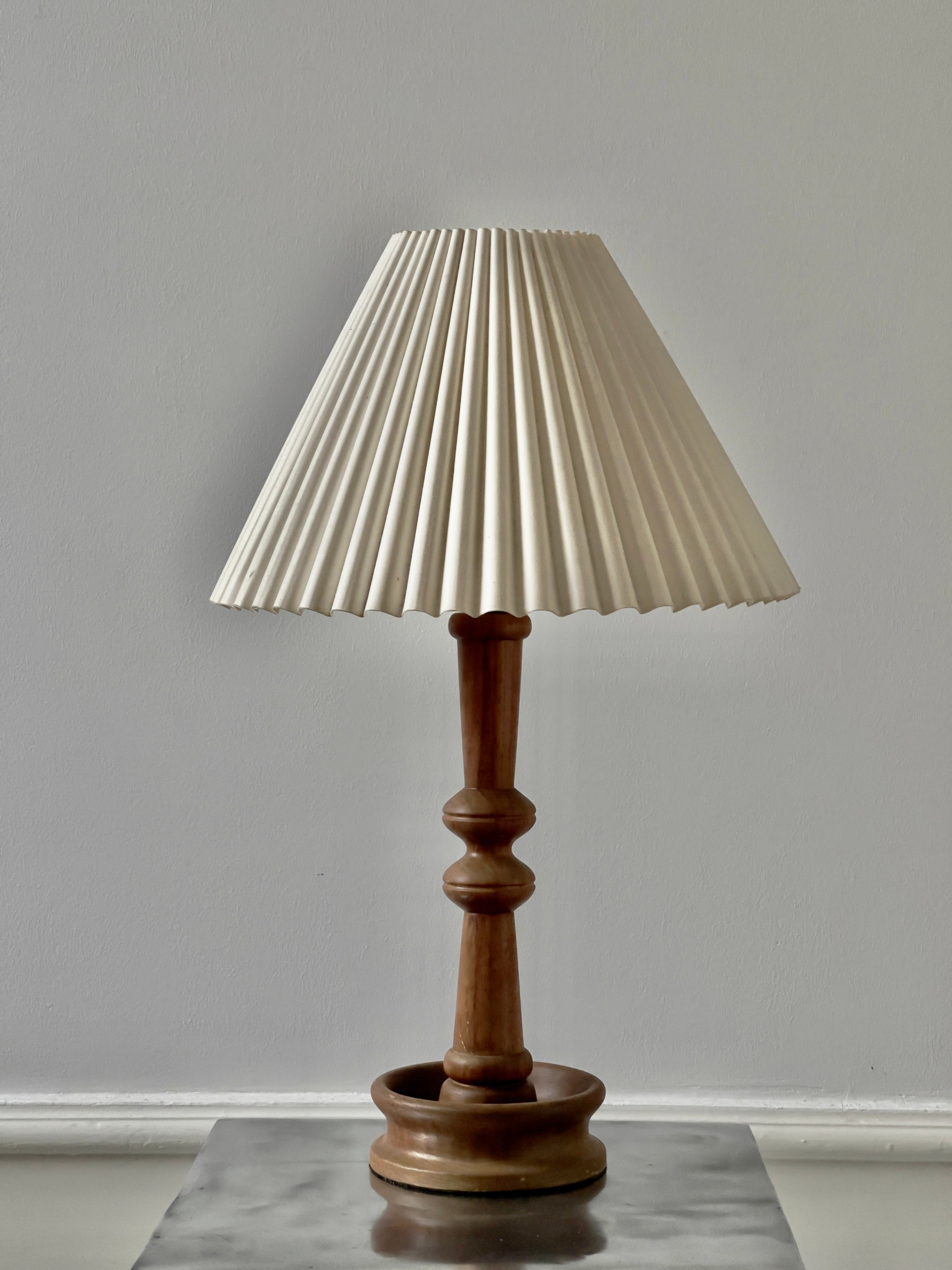 Danish modern table lamp in one solid piece of carved teak wood ...