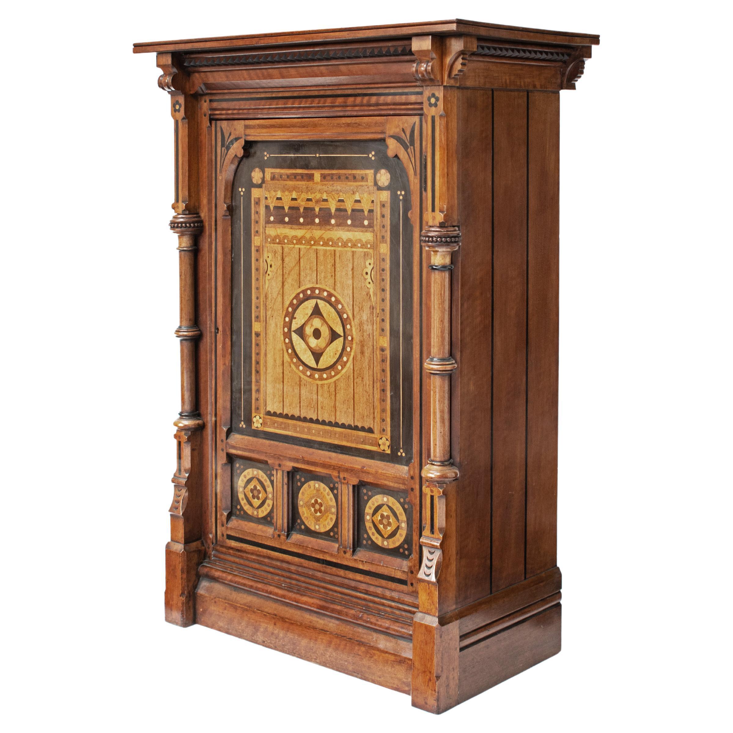 Antique Hand-Carved Gothic Revival Raised Cabinet For Sale at 1stDibs