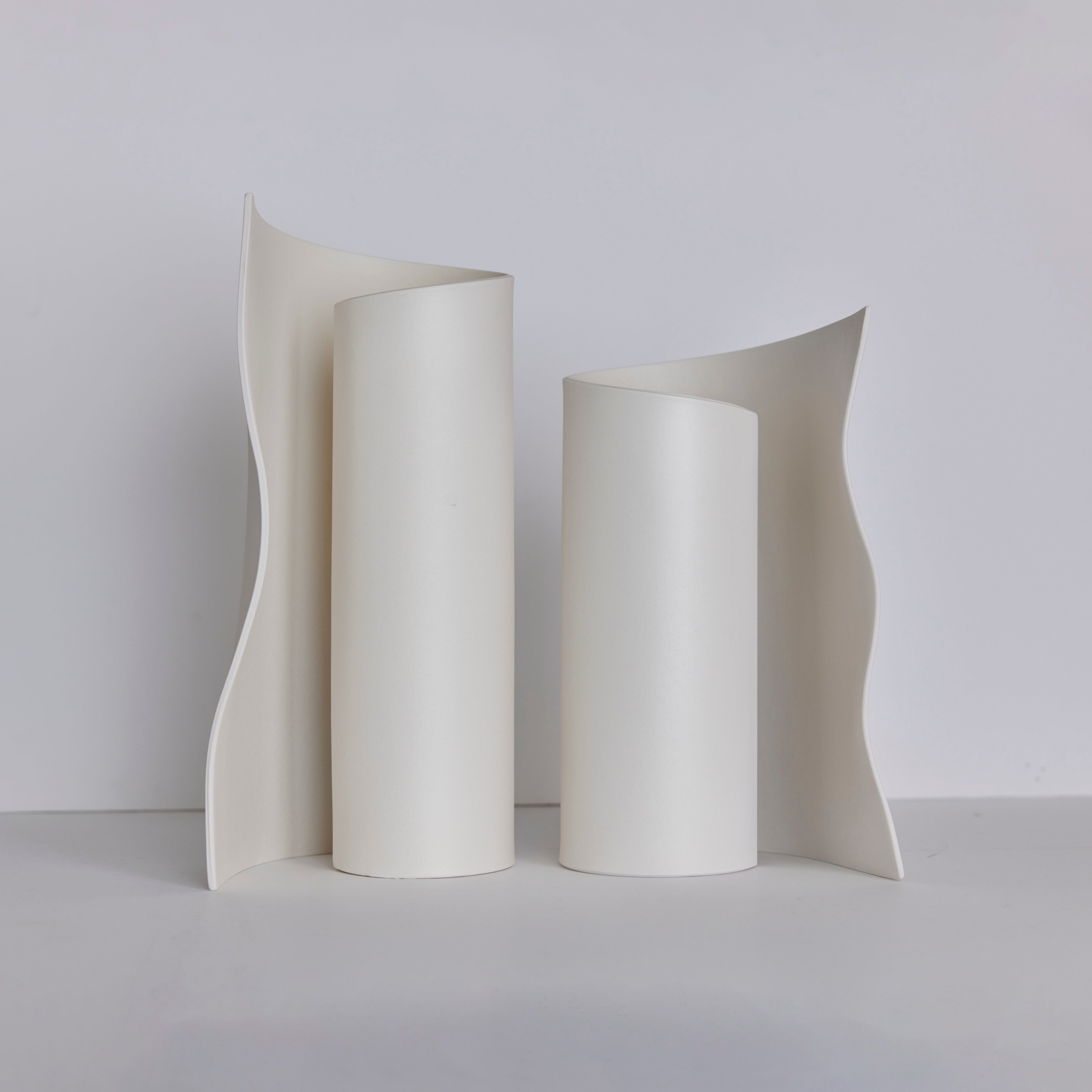 Scroll Scalloped Ceramic Wall Sconce Luminaire Pair For Sale at 1stDibs