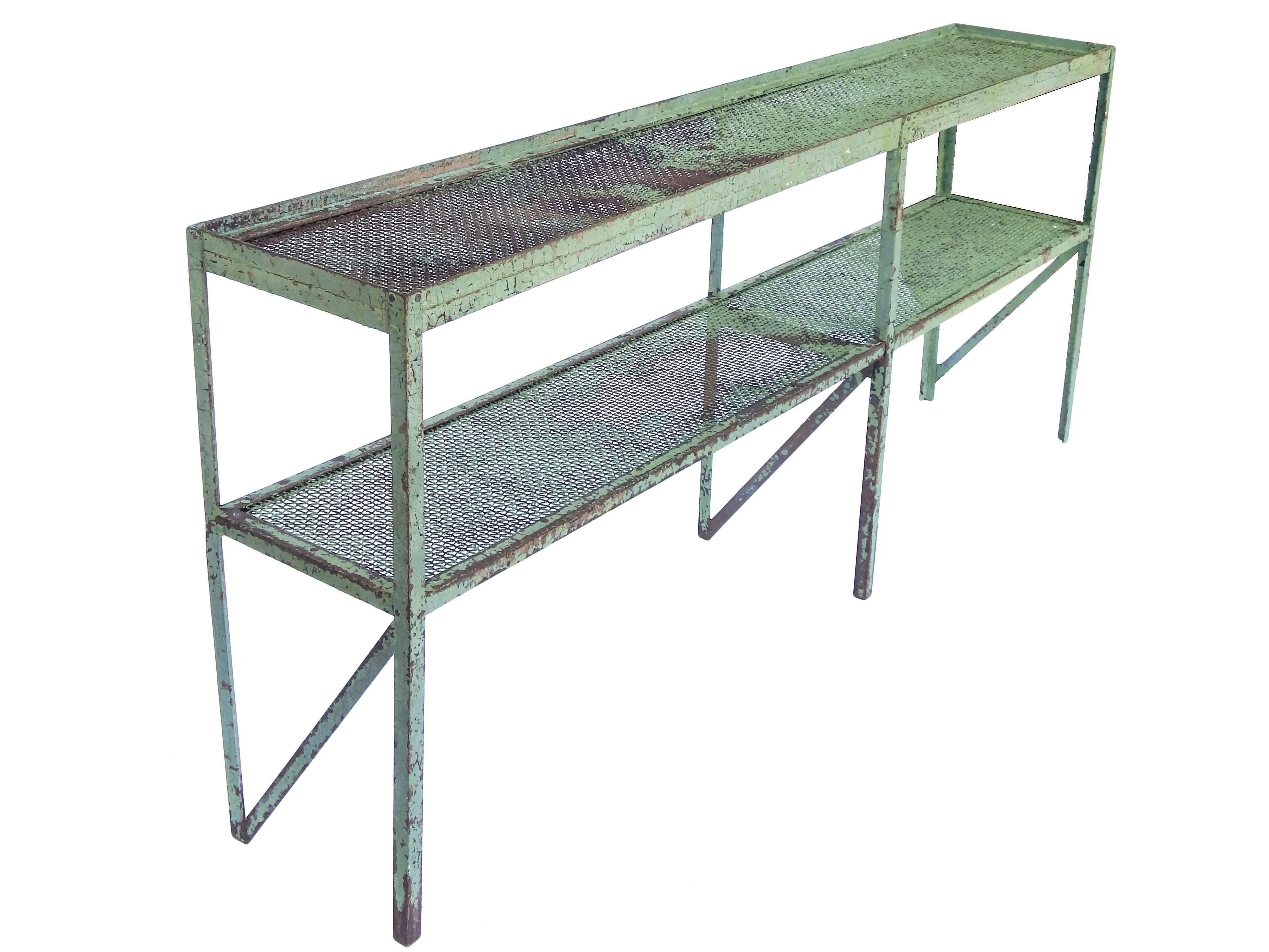 Long Narrow Industrial Mesh Console For Sale at 1stDibs