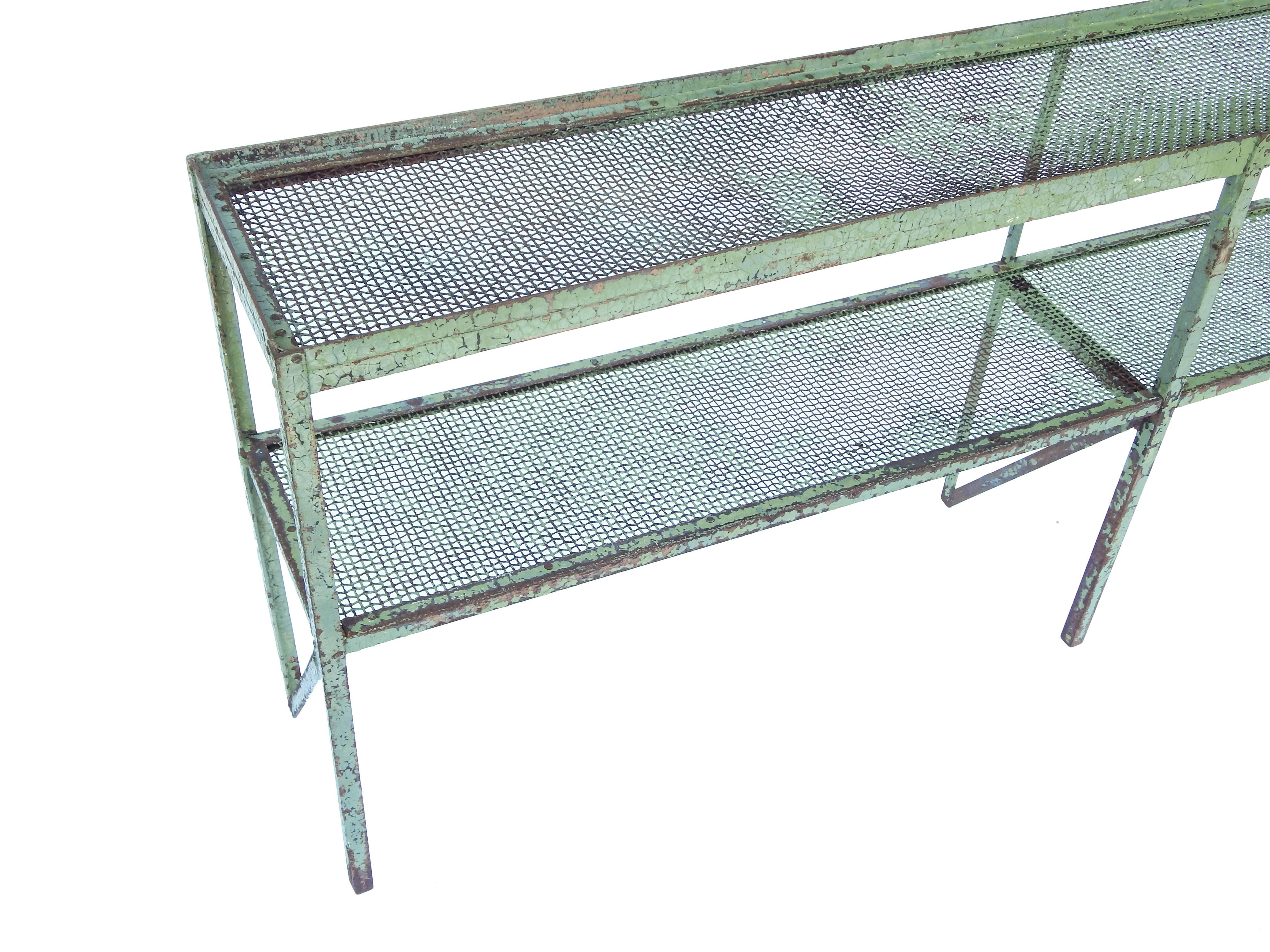 Long Narrow Industrial Mesh Console For Sale at 1stDibs
