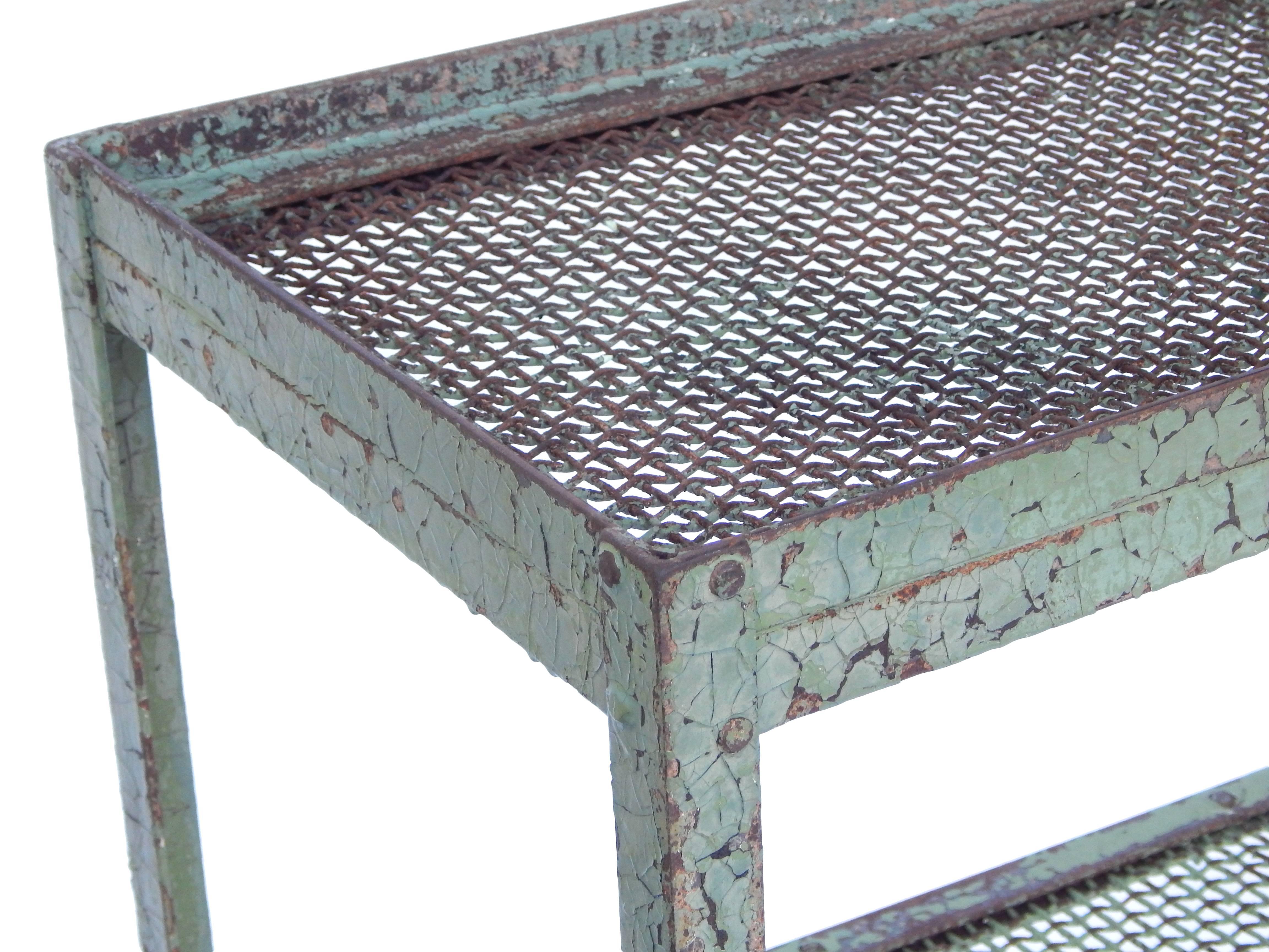 Long Narrow Industrial Mesh Console For Sale at 1stDibs
