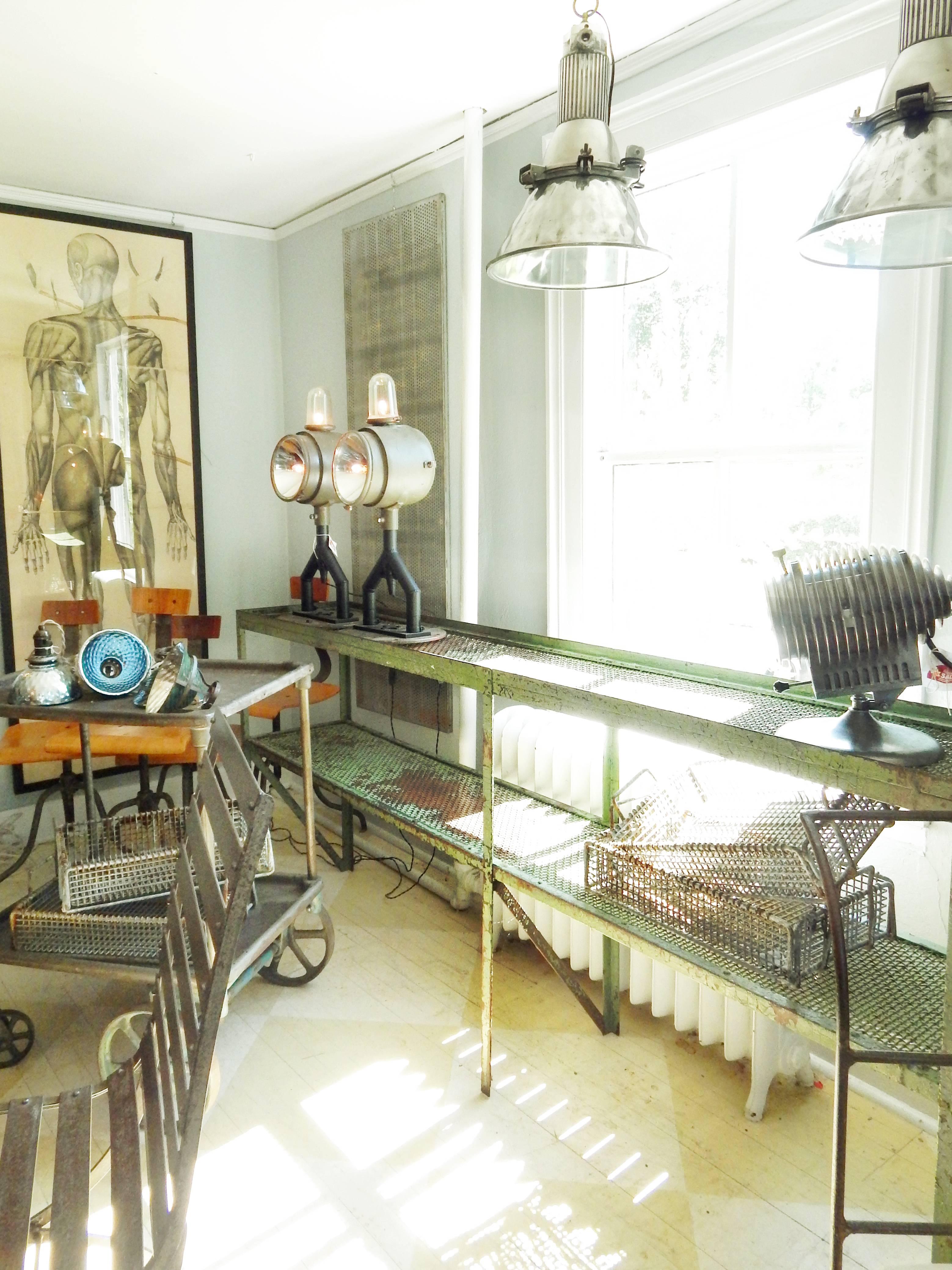 Long Narrow Industrial Mesh Console For Sale at 1stDibs