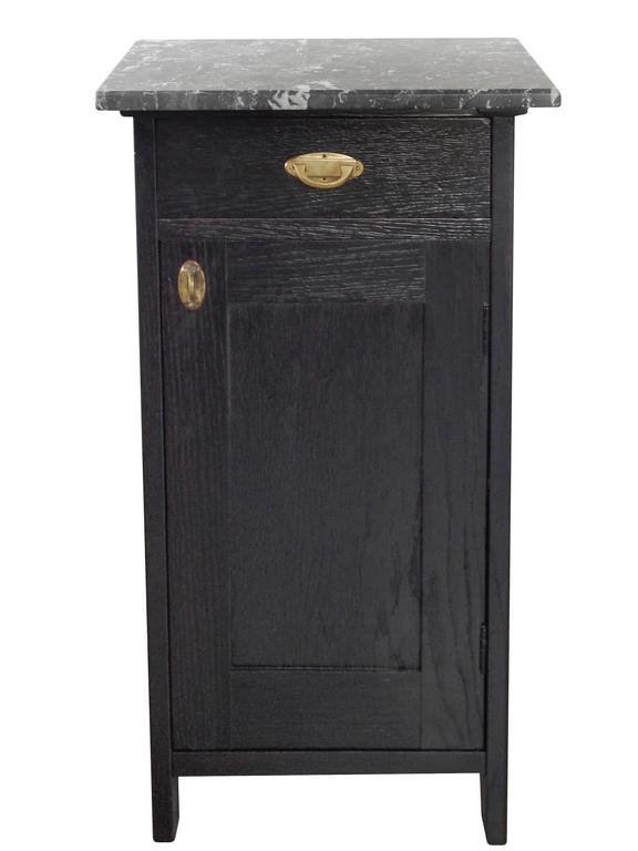 Pair of Ebonized Marble-Top Nightstands For Sale at 1stDibs