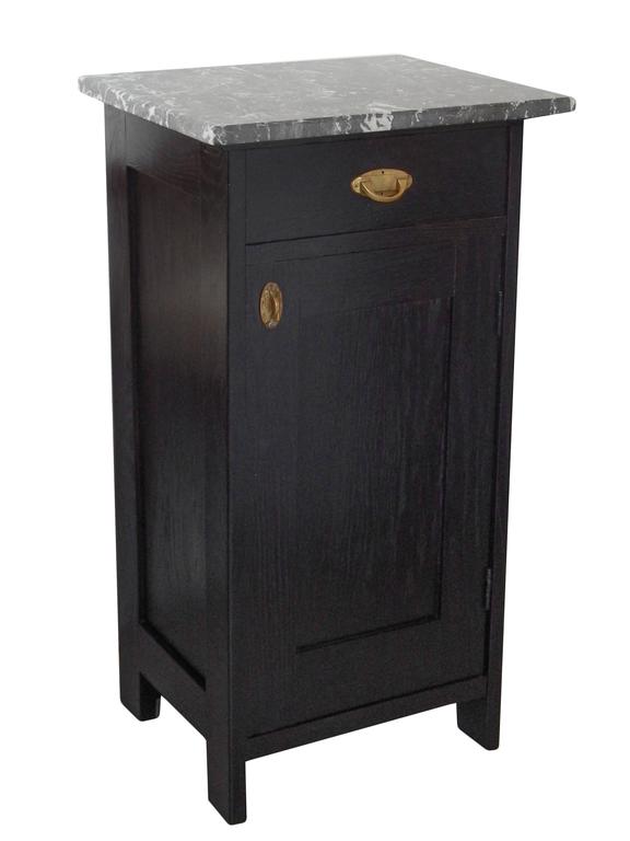 Pair of Ebonized Marble-Top Nightstands For Sale at 1stDibs