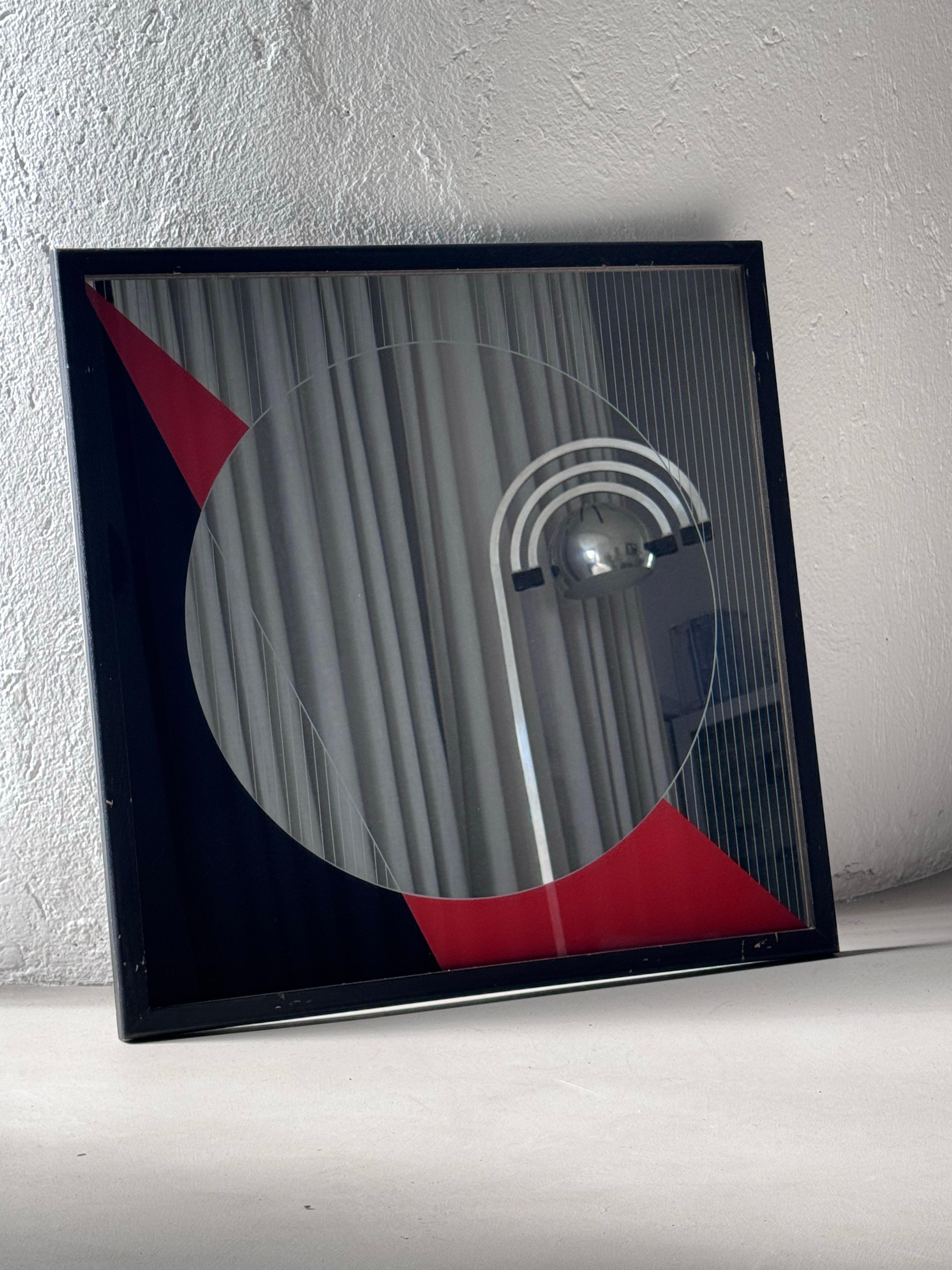 Vintage Mid Century Art Glass Mirror In The Style Of Victor Vasarely ...