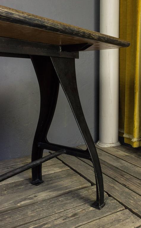 Early 20th Century Iron and Wood Factory Table at 1stDibs