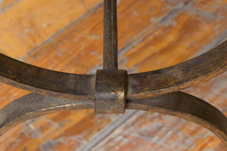 Small Gilt Iron Bench with Double Inverted U Frame For Sale at 1stDibs