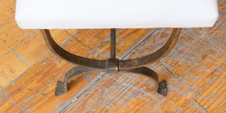 Small Gilt Iron Bench with Double Inverted U Frame For Sale at 1stDibs