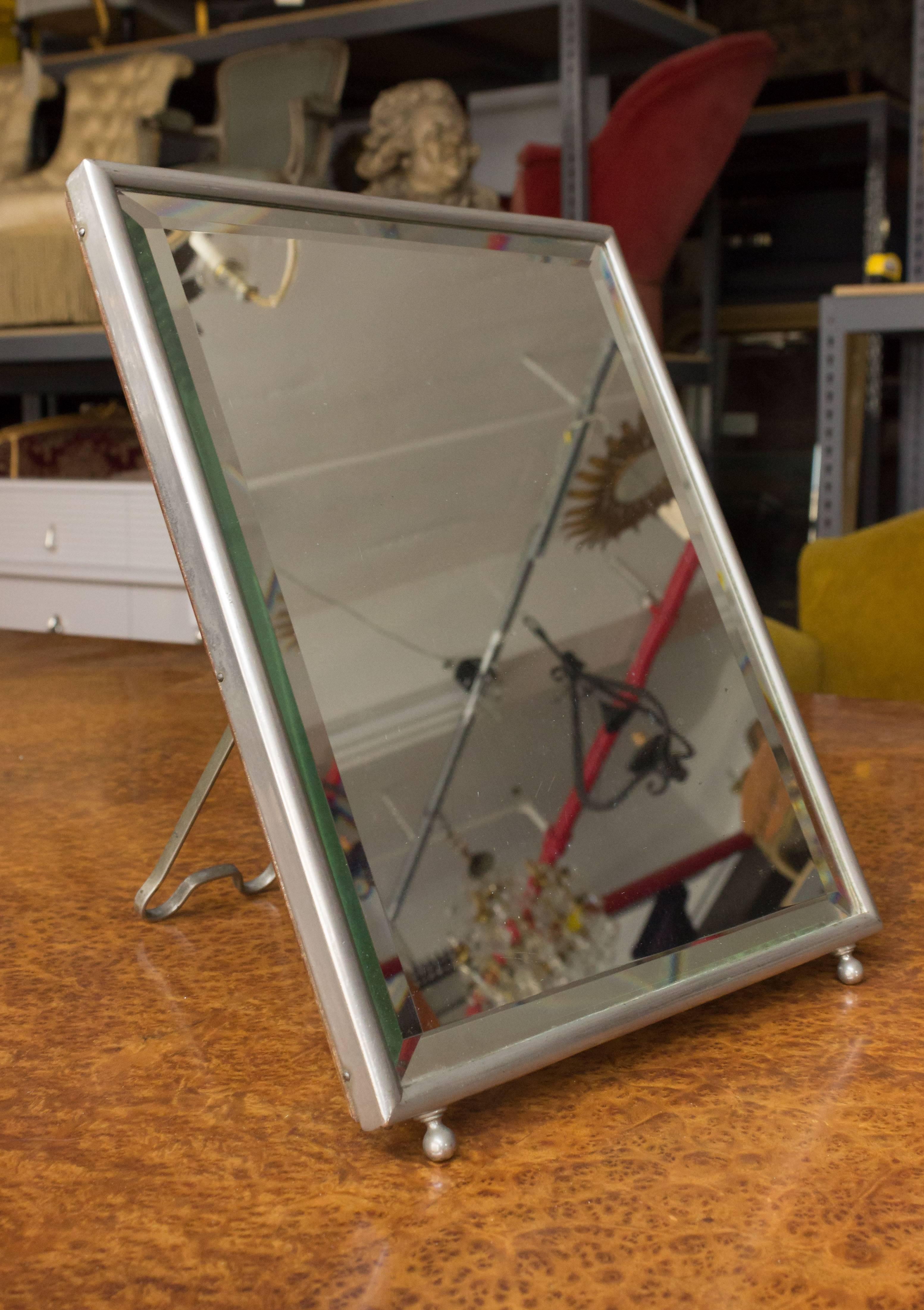 Small Rectangular Nickel-Plated Vanity Dressing Mirror at 1stDibs
