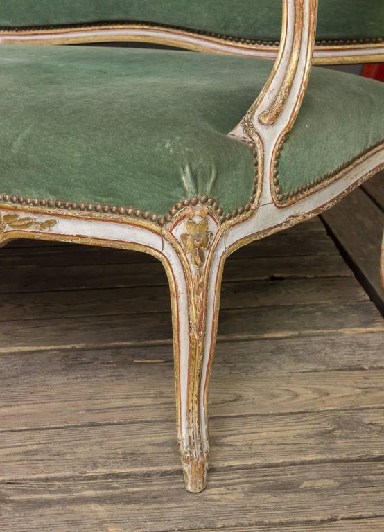 Louis XV Style Settee in Green Velvet at 1stDibs