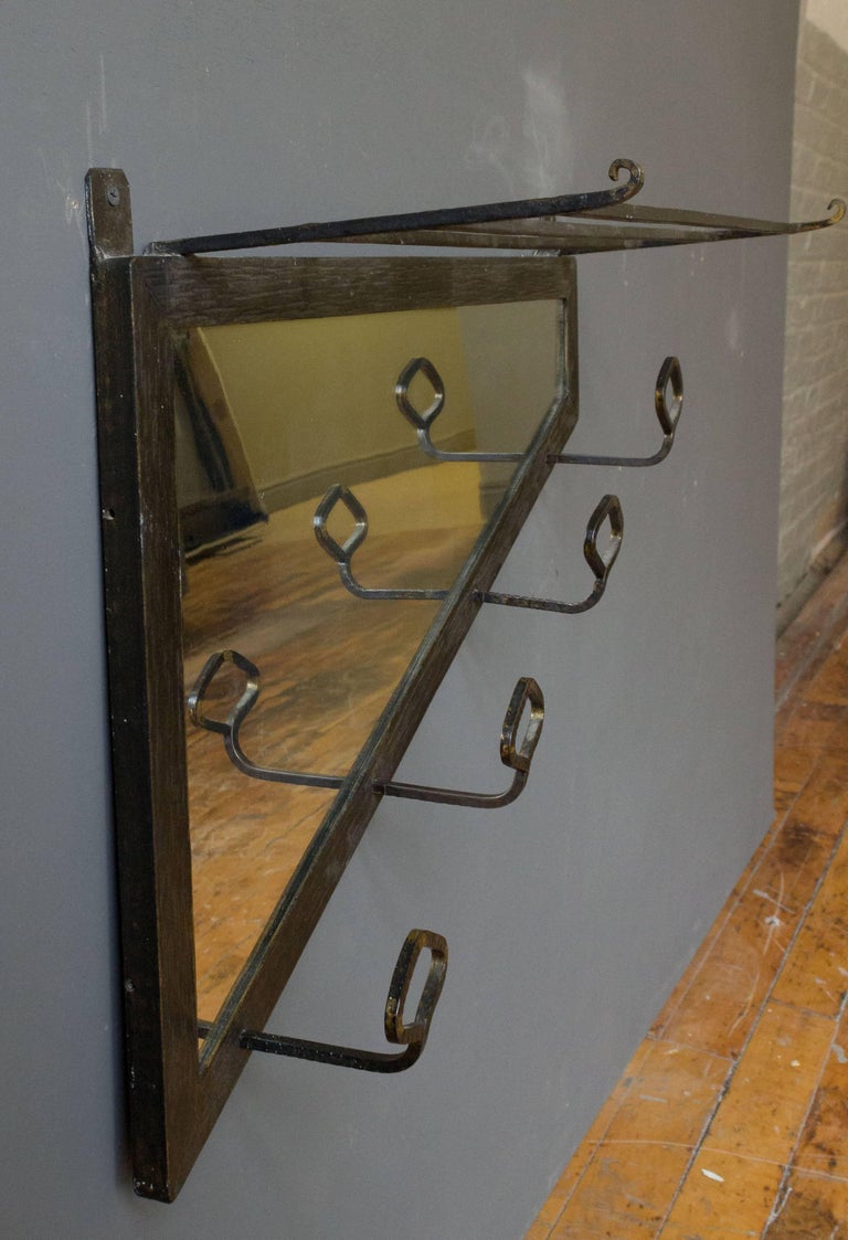 French 1920s Art Deco Coat Rack with Mirror at 1stDibs