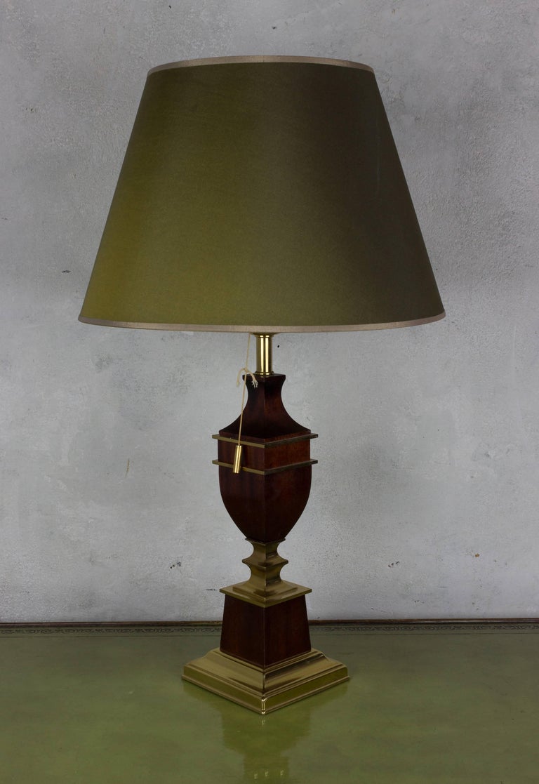 French Neoclassical Style Modern Brass and Mahogany Table Lamp For Sale ...