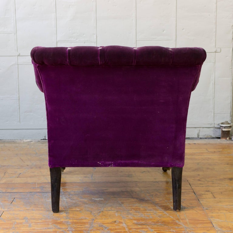 French 19th Century Armchair in Distressed Purple Velvet with White ...