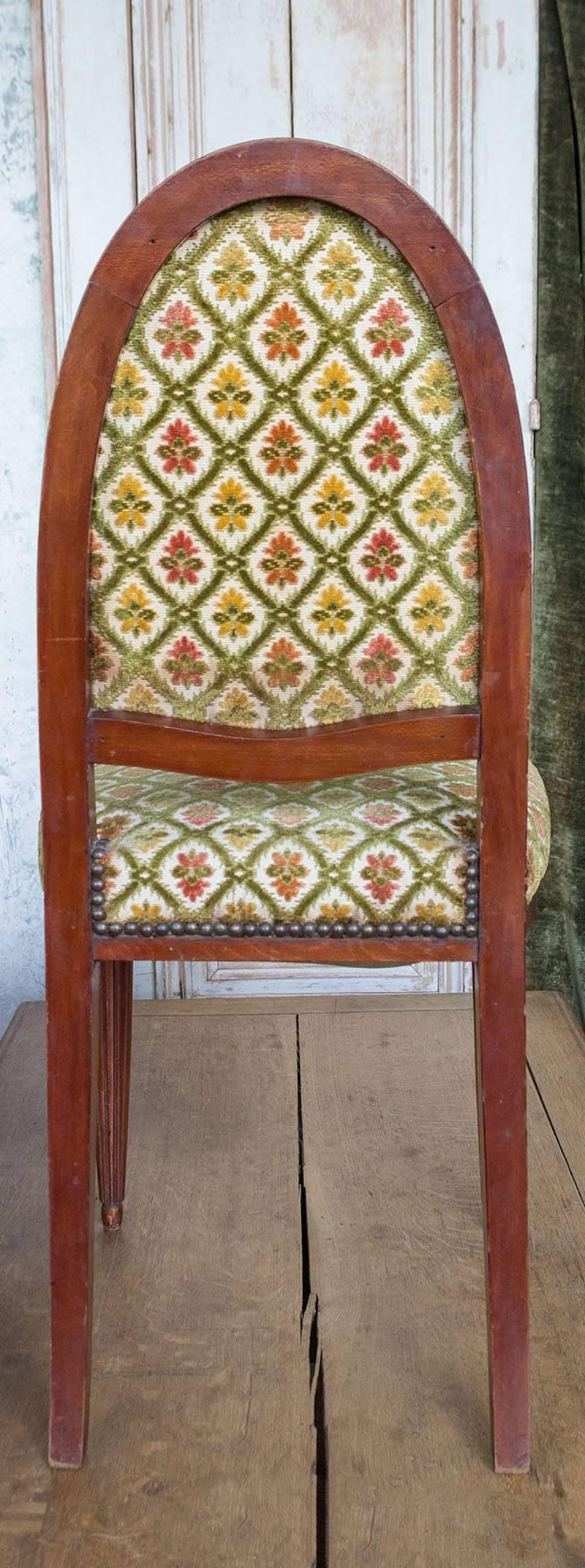 Pair of French Art Deco Side Chairs with Fluted Legs For Sale at 1stDibs