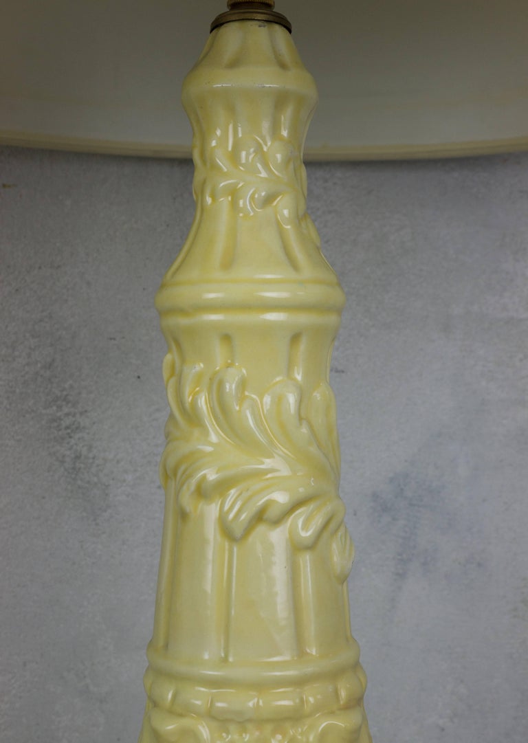 Pair of Spanish Yellow Ceramic Lamps with Gilt Bases For Sale at ...