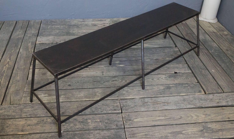 French Industrial Metal Bench at 1stDibs
