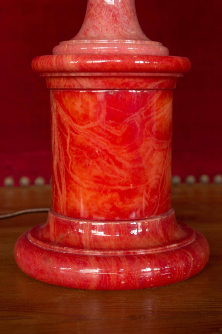 Pair of Italian Red Alabaster Lamps For Sale at 1stDibs