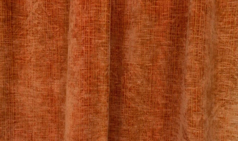 Pair of Orange Velvet Drapes with Fringe Trim For Sale at 1stDibs