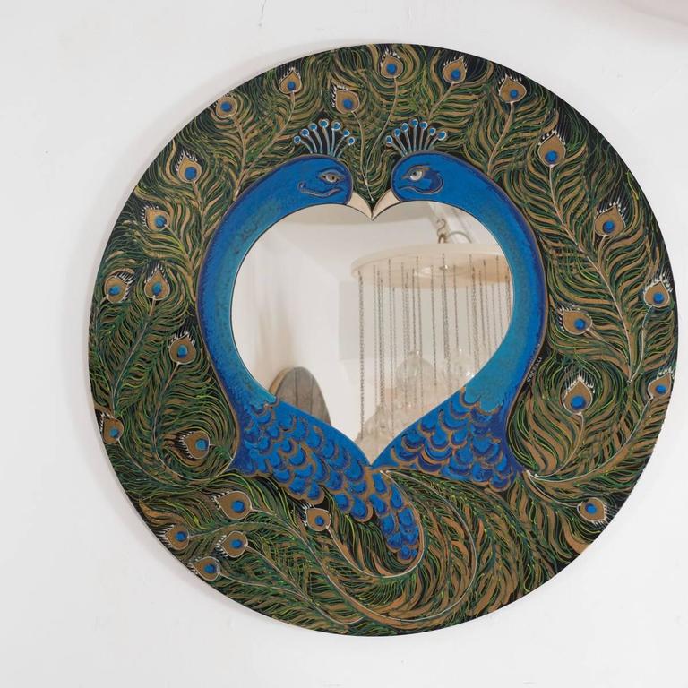 Peacock Motif Mirror at 1stDibs