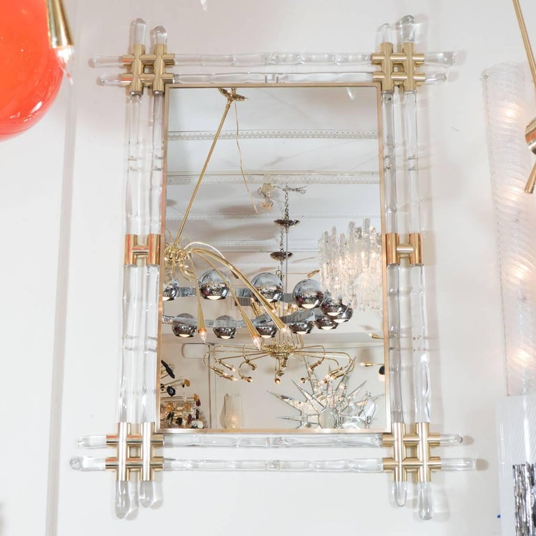 Brass and Glass Rod Mirror at 1stDibs