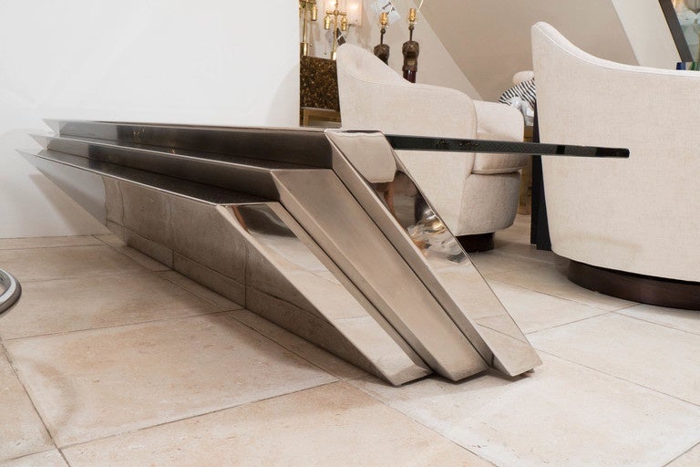 Cantilevered Stainless Steel Coffee Table by J. Wade Beam for Brueton ...