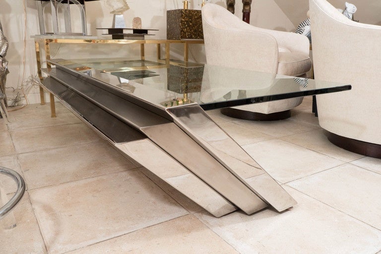 Cantilevered Stainless Steel Coffee Table by J. Wade Beam for Brueton ...