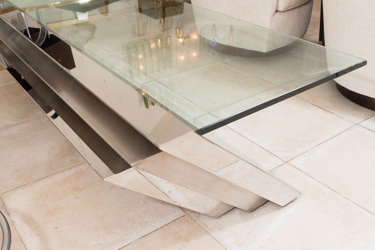 Cantilevered Stainless Steel Coffee Table by J. Wade Beam for Brueton ...