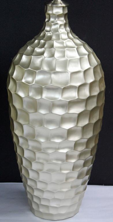 Pair of Large Textured Ceramic Vessels with Lamp Application For Sale ...