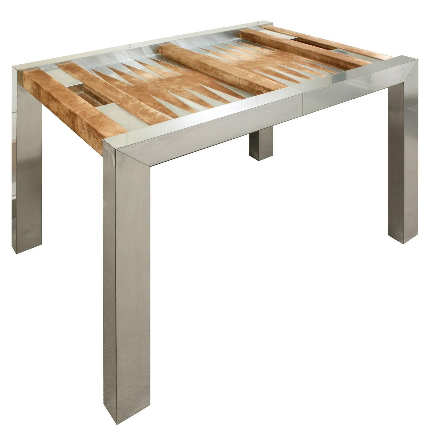 Paul Evans Backgammon Game Table with Original Pieces, 1978 at 1stDibs