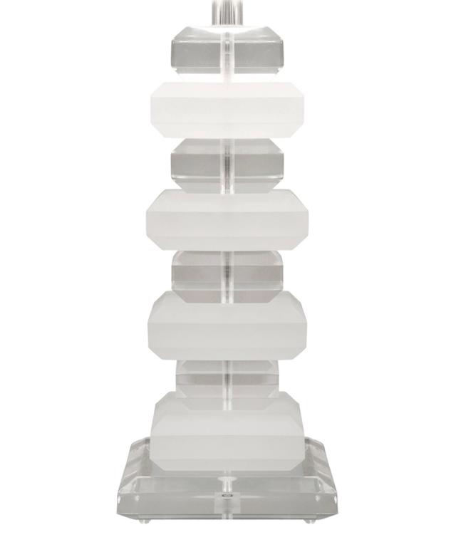 Sculptural Clear and Sand Blasted Lucite Block Table Lamp, 1970s For ...