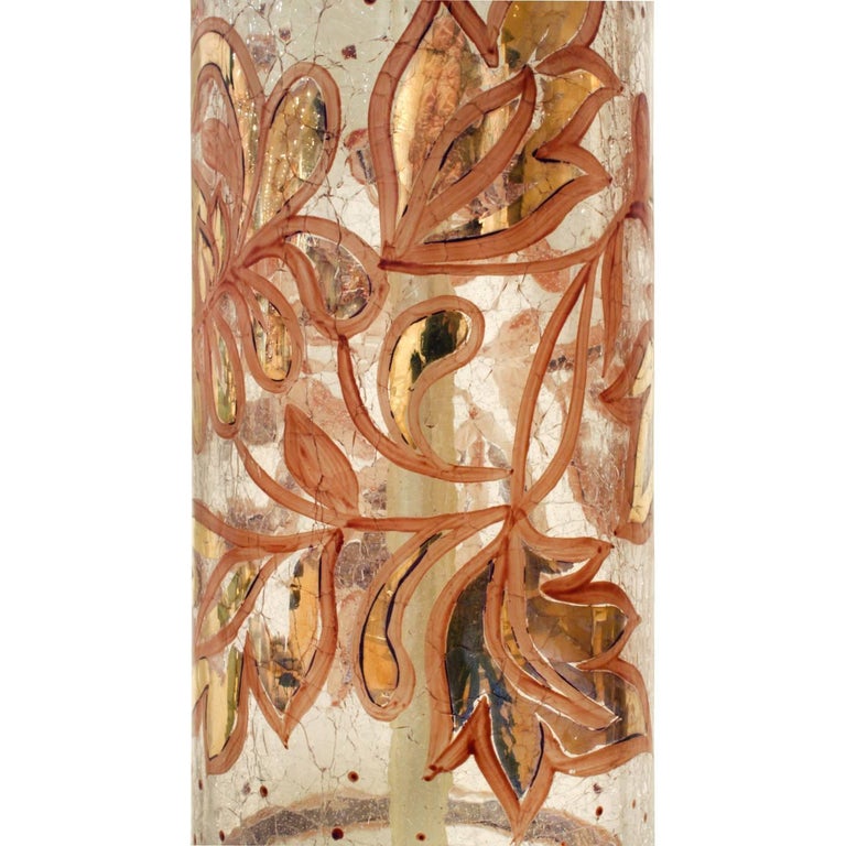 Pair of Beautiful Hand-Painted Glass Table Lamps, 1940s at 1stDibs