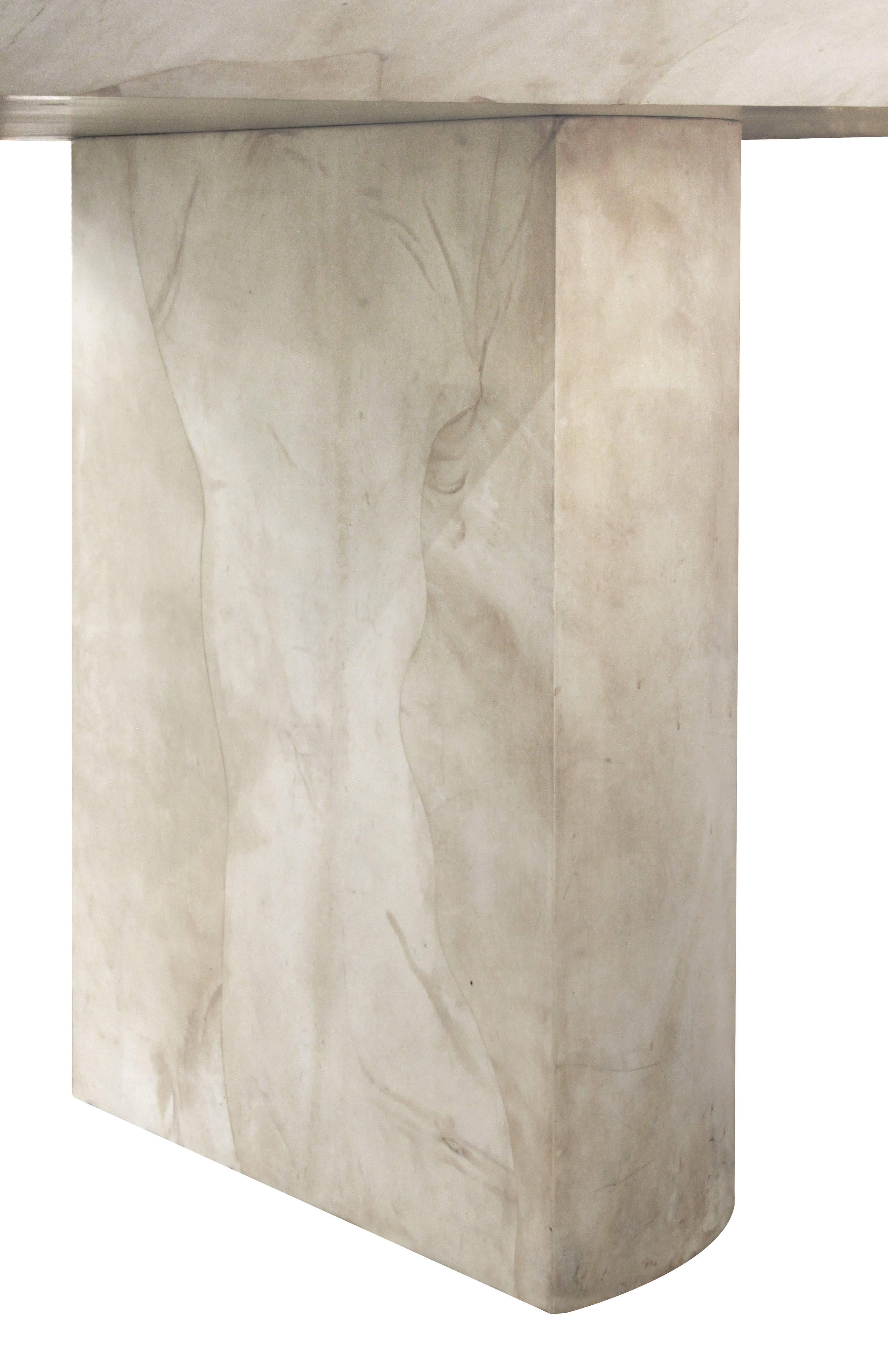 "Knife Edge Dining Table" in Bleached Goatskin by Karl Springer at ...