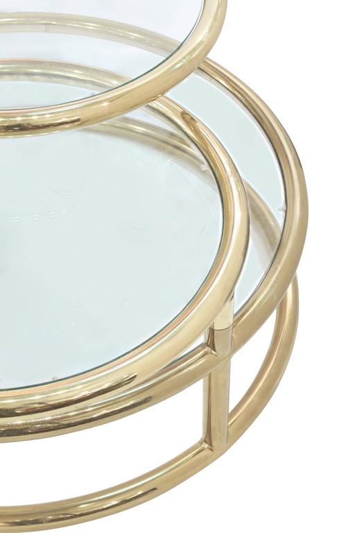 Kinetic Brass Coffee Table with Swiveling Glass Table Tops at 1stDibs
