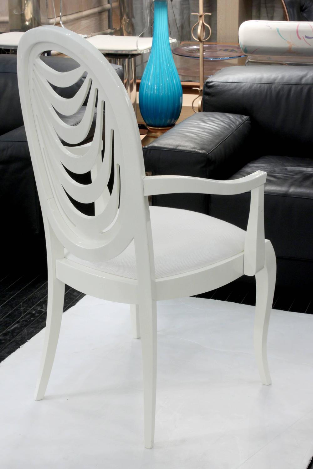 Set of Six Lacquered Dining Chairs with Draped Fabric Motif For Sale at ...