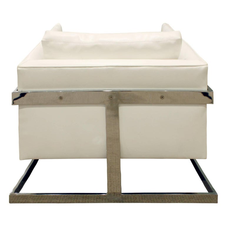 Milo Baughman Pair of Boxy Club Chairs with Polished Chrome, 1970s at ...