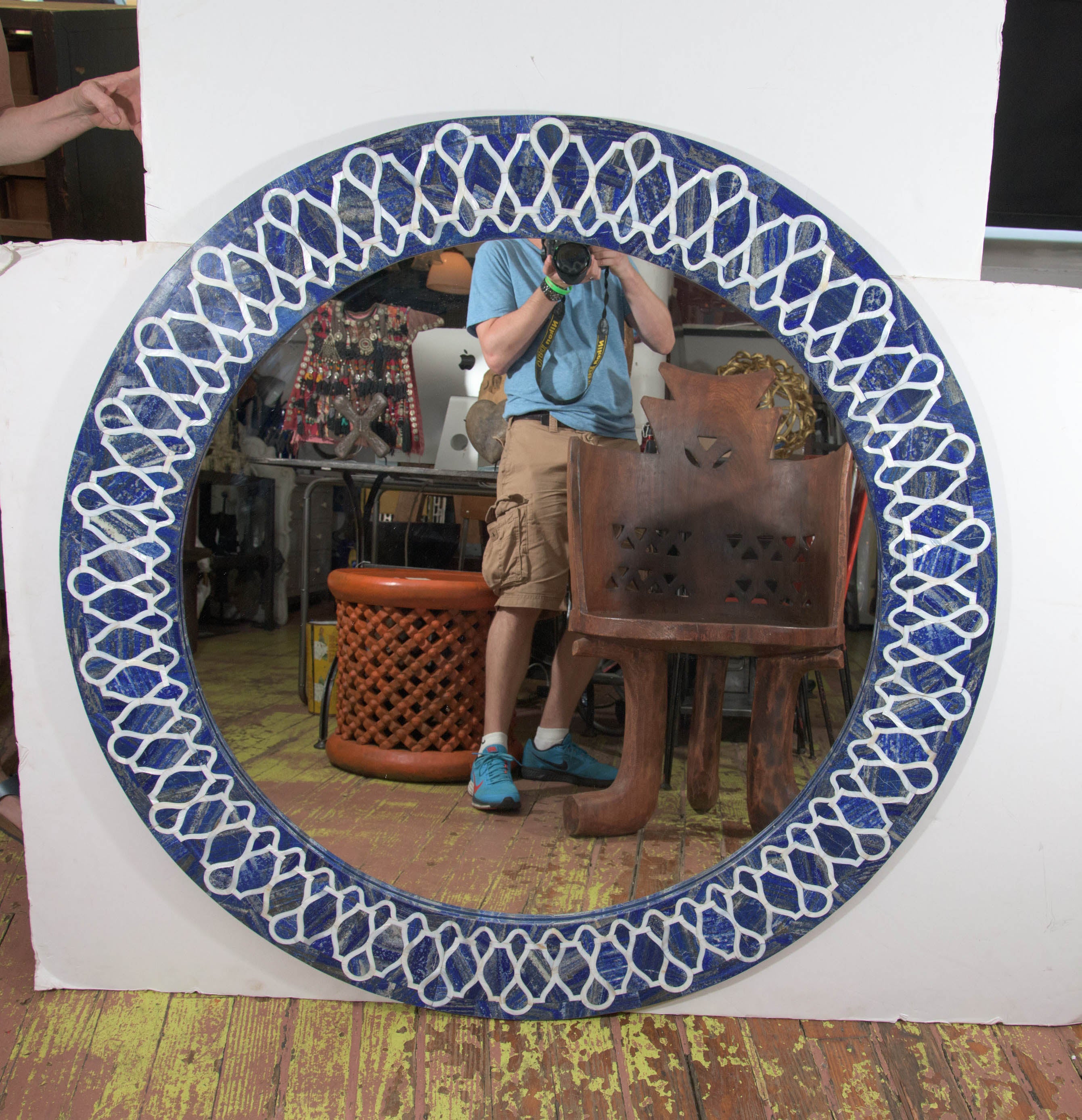 Indian Lapis and Mother-of-pearl Inlay Mirror at 1stDibs
