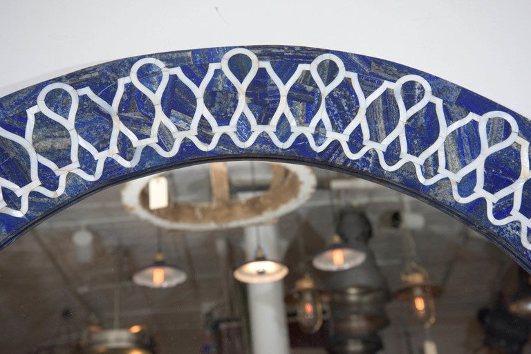 Indian Lapis and Mother-of-pearl Inlay Mirror at 1stDibs