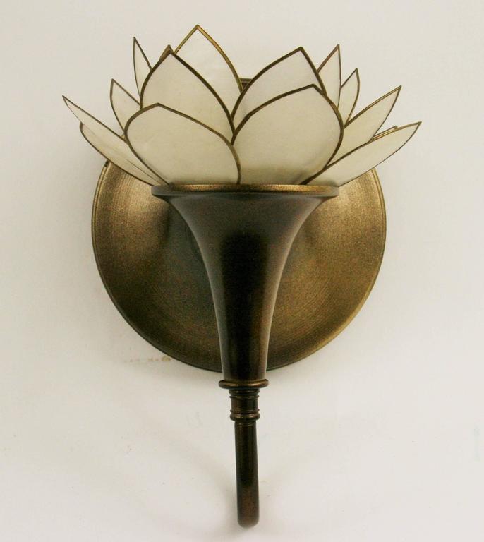 Pair of Mid Century Capiz Shell Sconces at 1stDibs