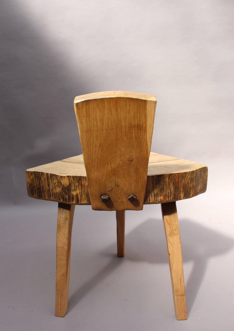 4 French 1950's Organic "Tree Trunk Slice" Oak Chairs For Sale at 1stDibs