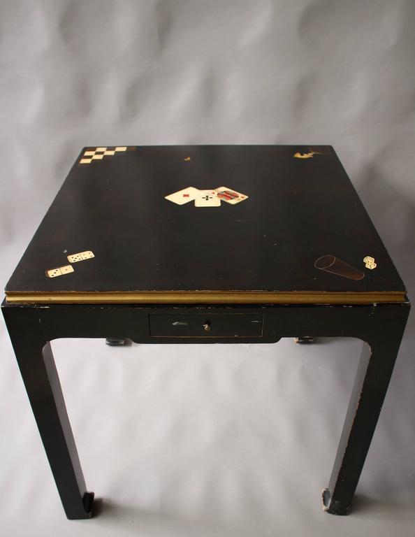 Fine French Art Deco Black Lacquered Game Table at 1stDibs